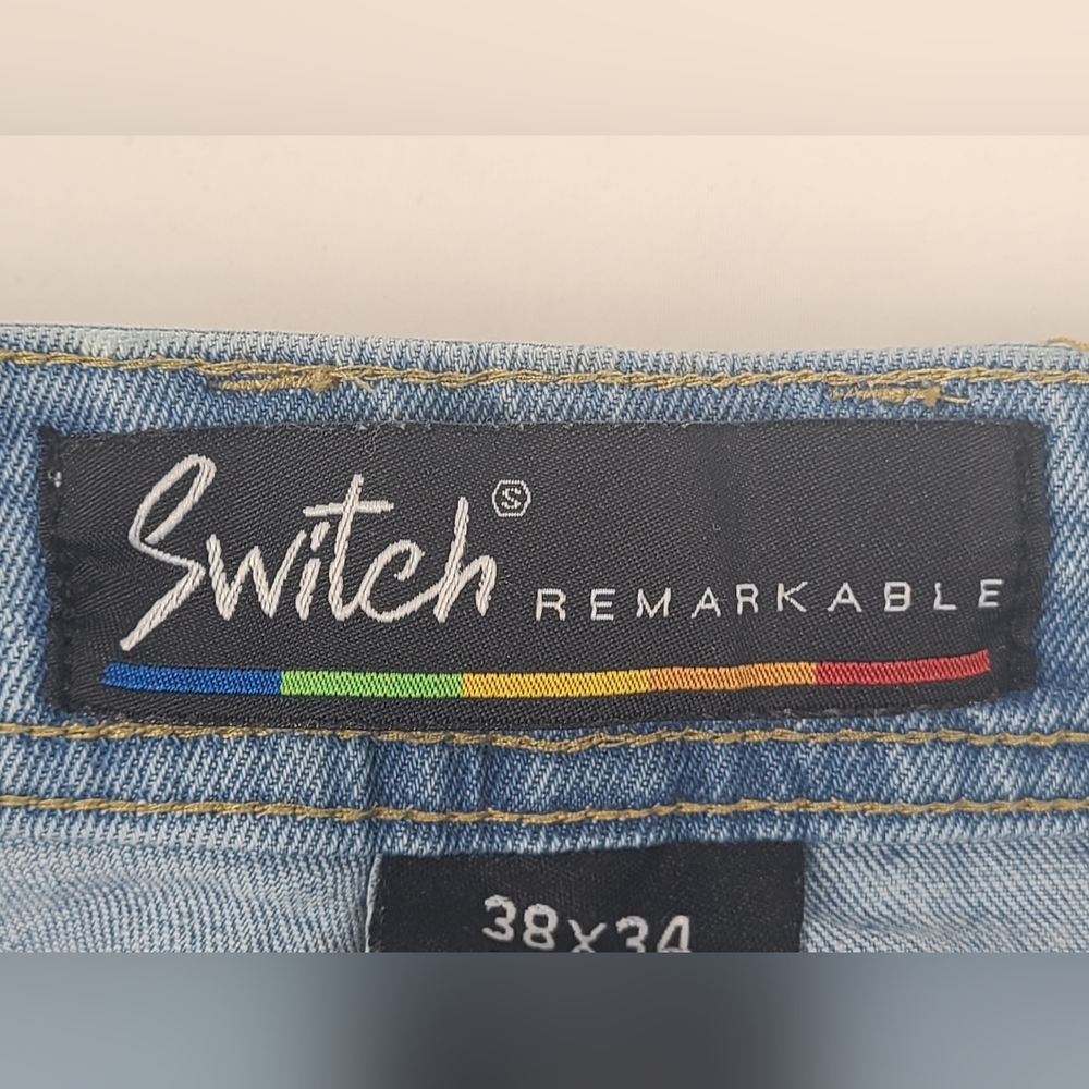 Men's Switch Remarkable Moto Jeans Light Blue Size 38… - Gem